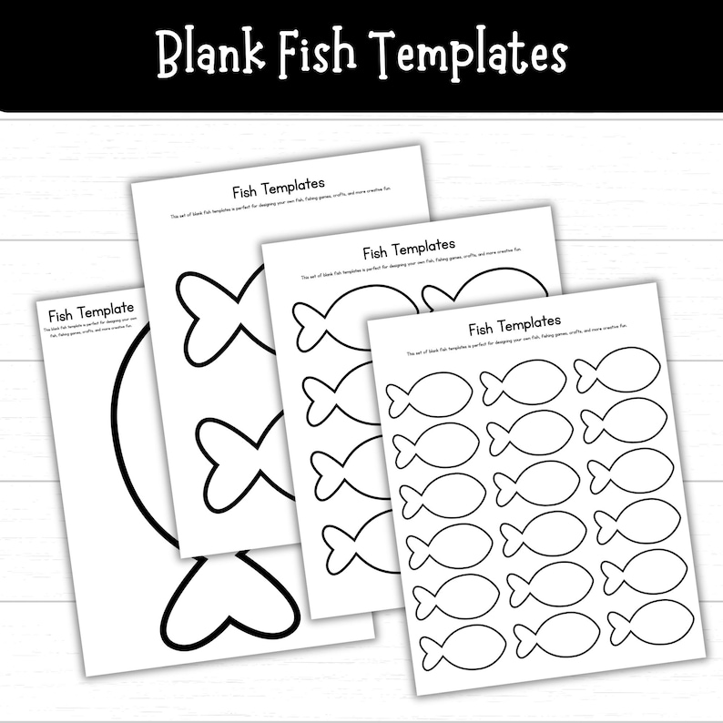 Printable Blank Fish Templates Pack, Kids Fish Craft Activity, Ocean ...