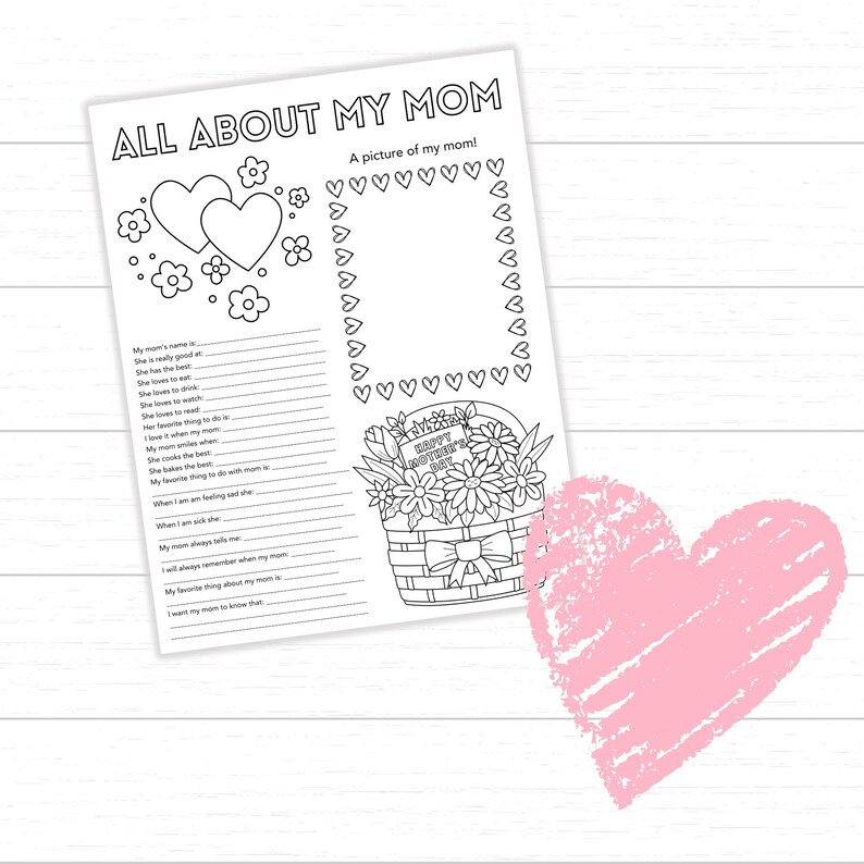 Mother’s Day Printable Activity – “all About My Mom” Questionnaire for ...