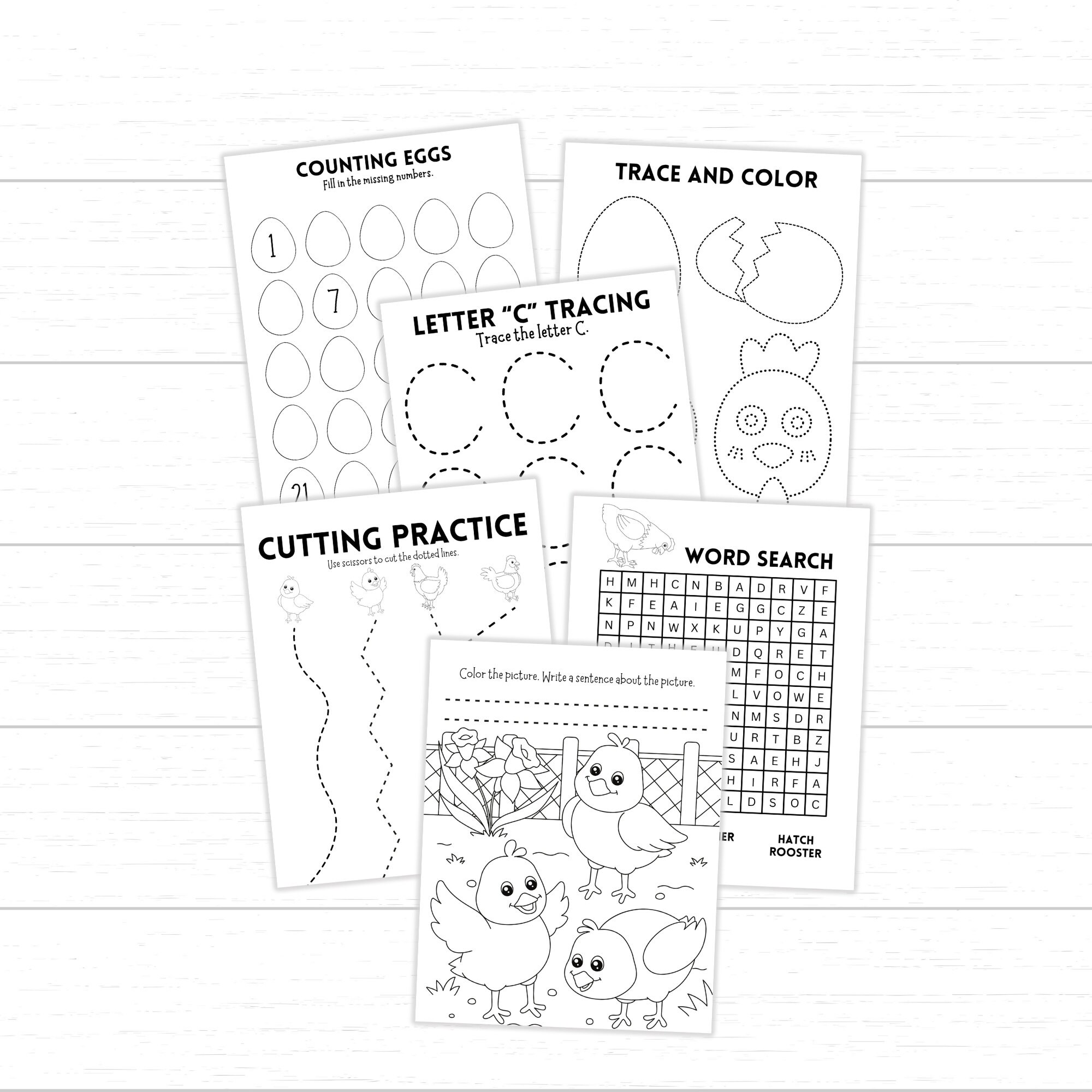 Chicken Activity Pack, Chicken Unit, Chicken Worksheets for Kids, Cute ...