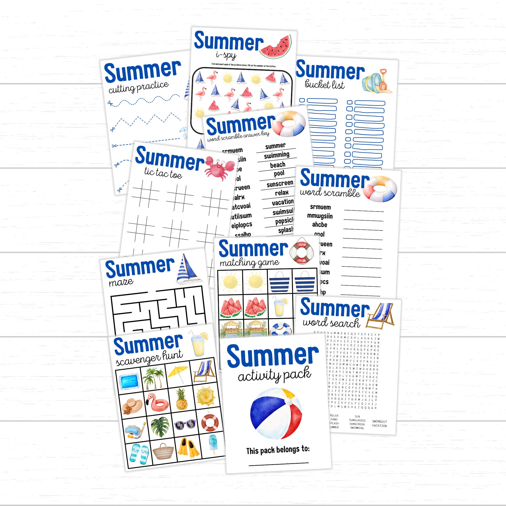Summer Activity Pack Printable for Kids, Summer Activities, Summer ...