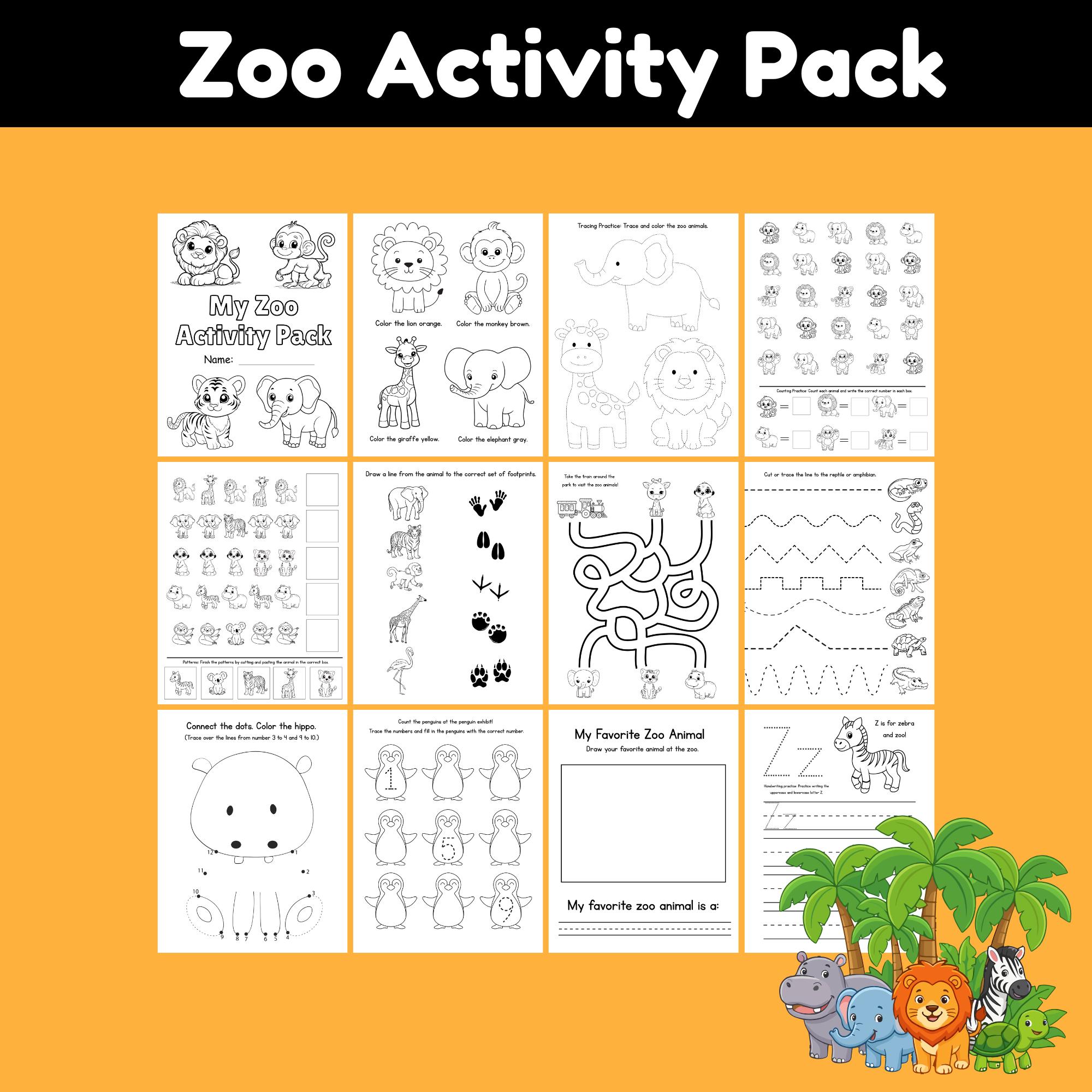 Zoo Activity Pack Printable for Preschool and Kindergarten, Printable ...