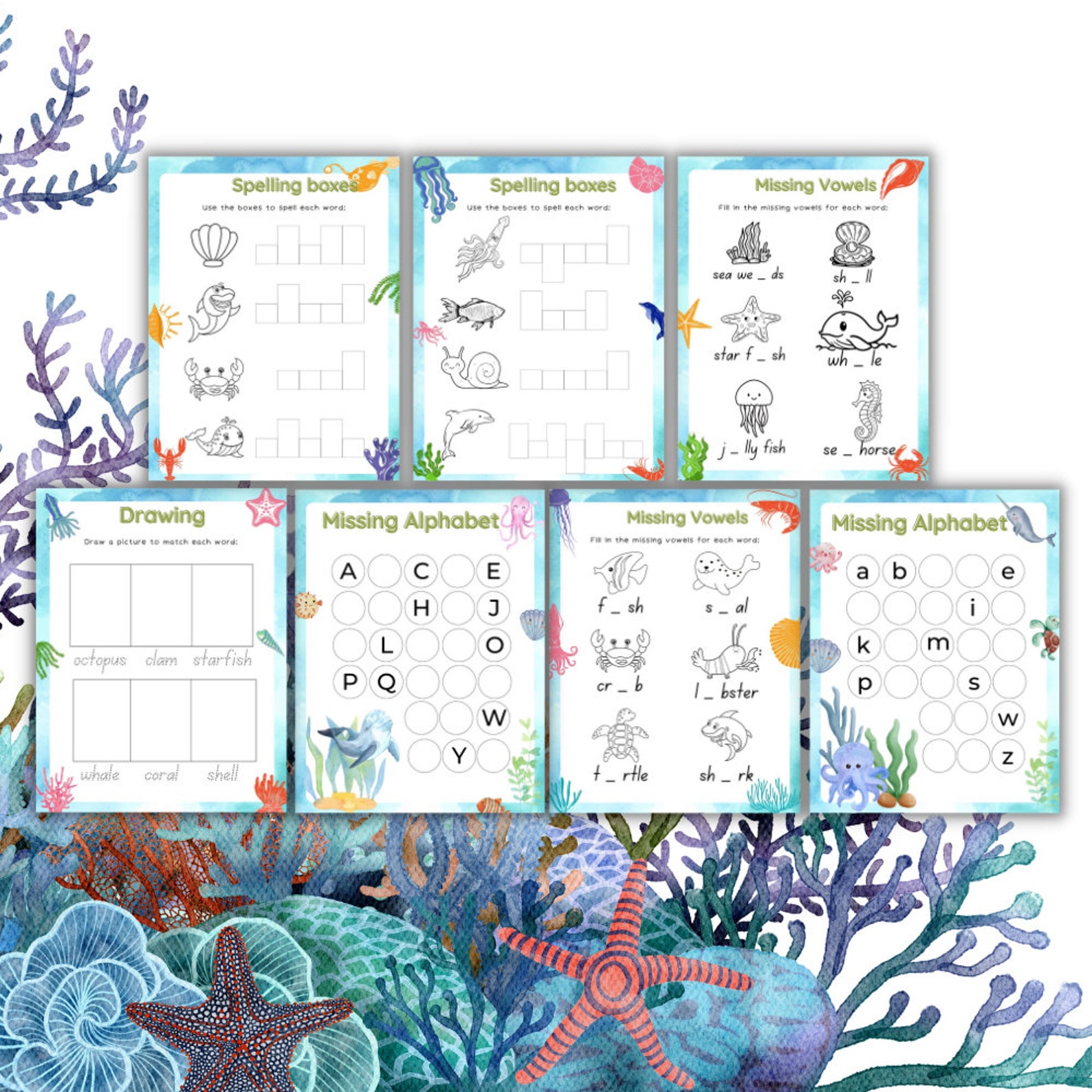 Under the Sea Preschool Activity Pack, Ocean Themed Printables, Sea ...