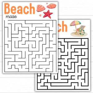 Printable Beach Mazes for Kids, Summer Activity Pack (PDF) - Etsy