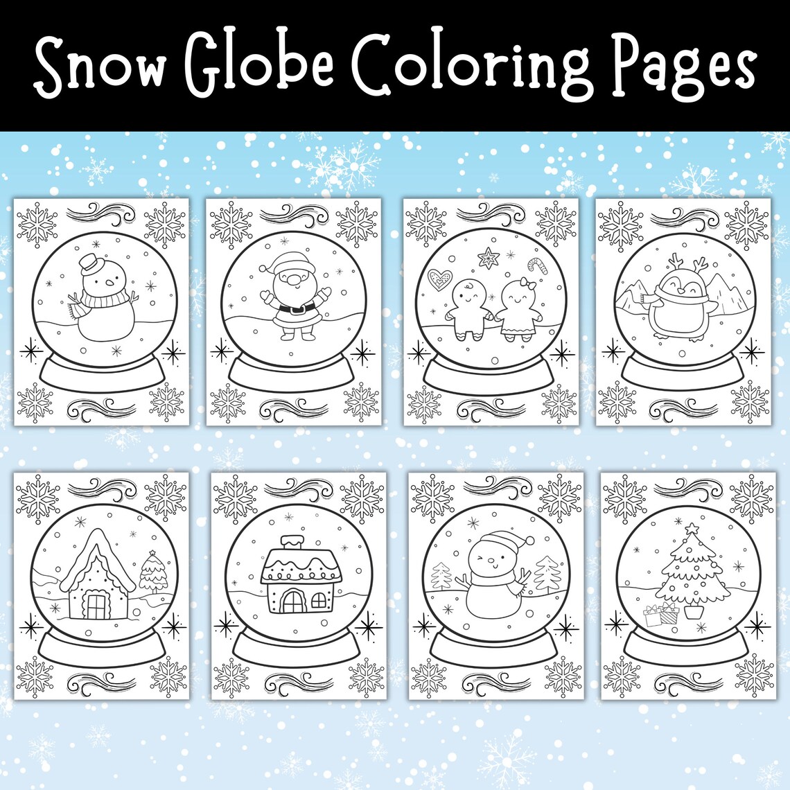 Snow Globe Coloring Pages for Kids | Christmas Coloring Sheets ...