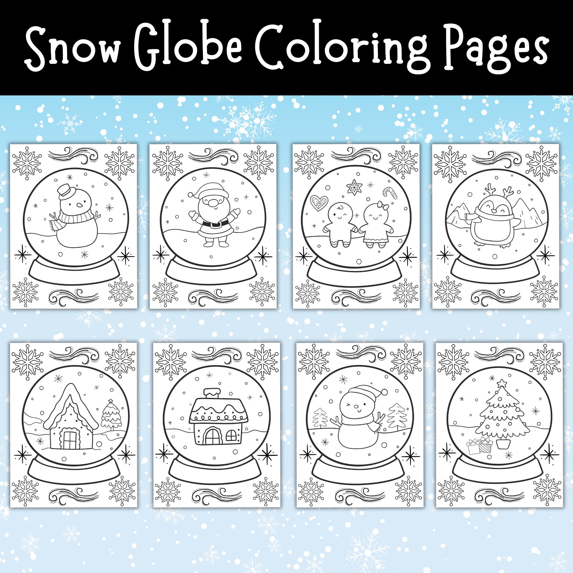 Snow Globe Coloring Pages, Winter Coloring Pages, Christmas Coloring ...