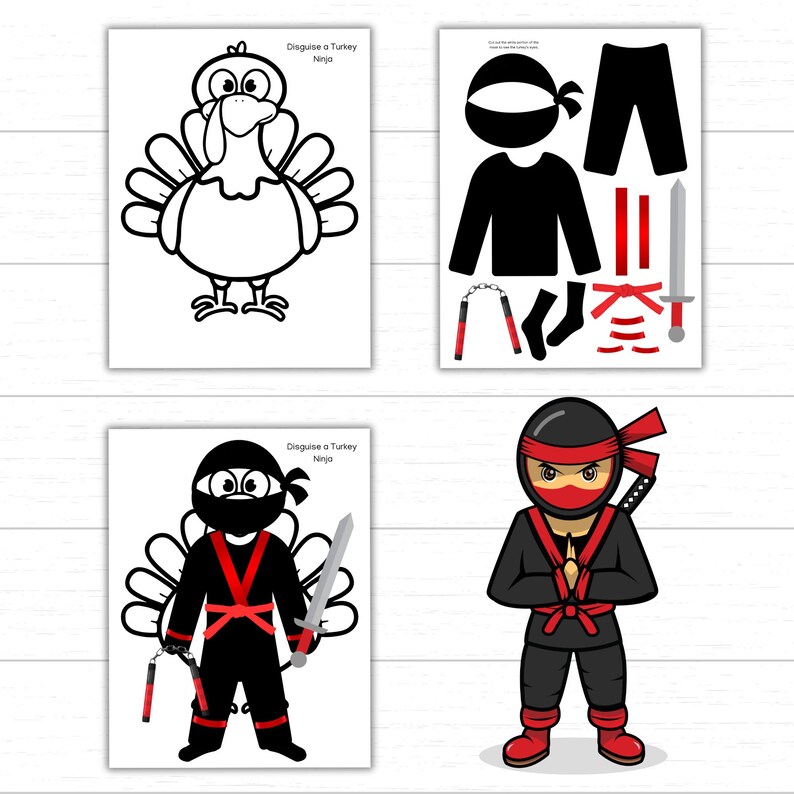 Disguise a Turkey Ninja Printable, Ninja Turkey Craft for Kids ...