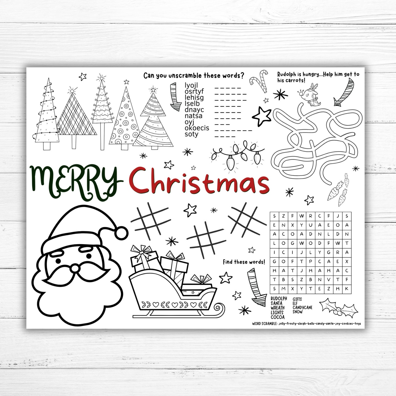 Christmas Placemat Activity Pack for Kids | Holiday Printable ...