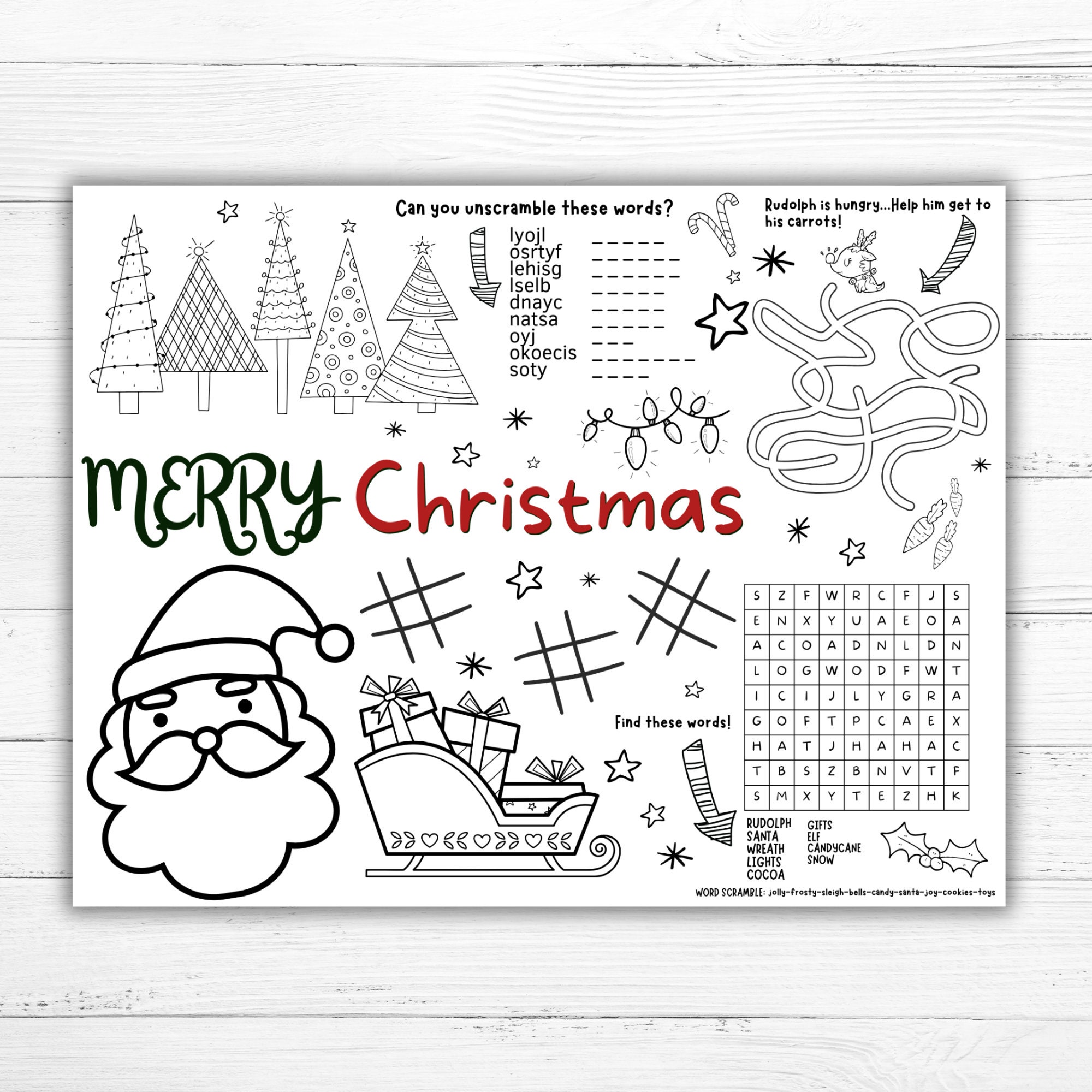 Christmas Placemat Activity Pack for Kids | Holiday Printable ...