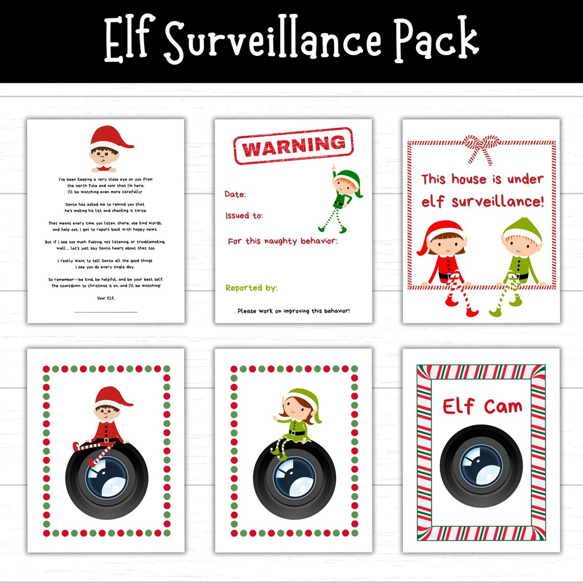 Elf Surveillance Pack Printable, Letter From Elf, Warning Letter ...