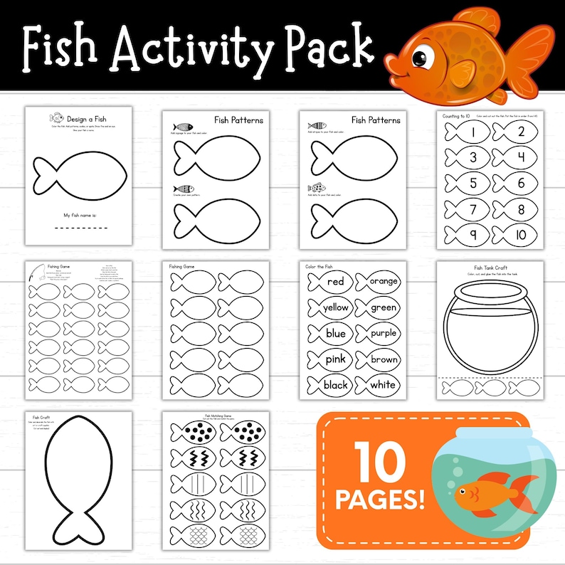 Fish Activity Pack for Preschool & Kindergarten – 10 Page Ocean ...