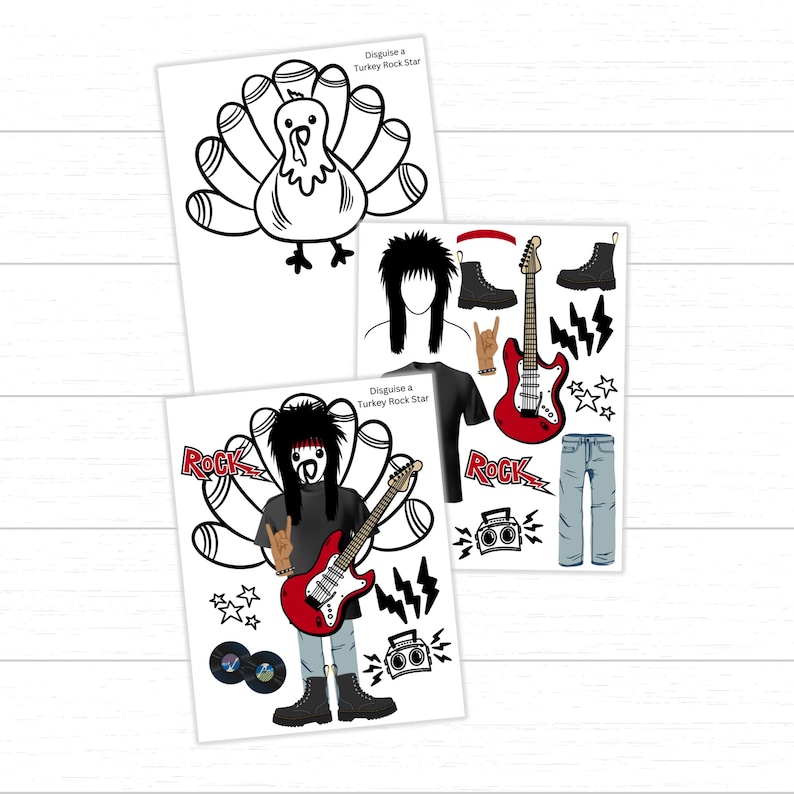 Disguise a Turkey Rockstar, Rockstar Turkey Disguise, Printable Turkey ...