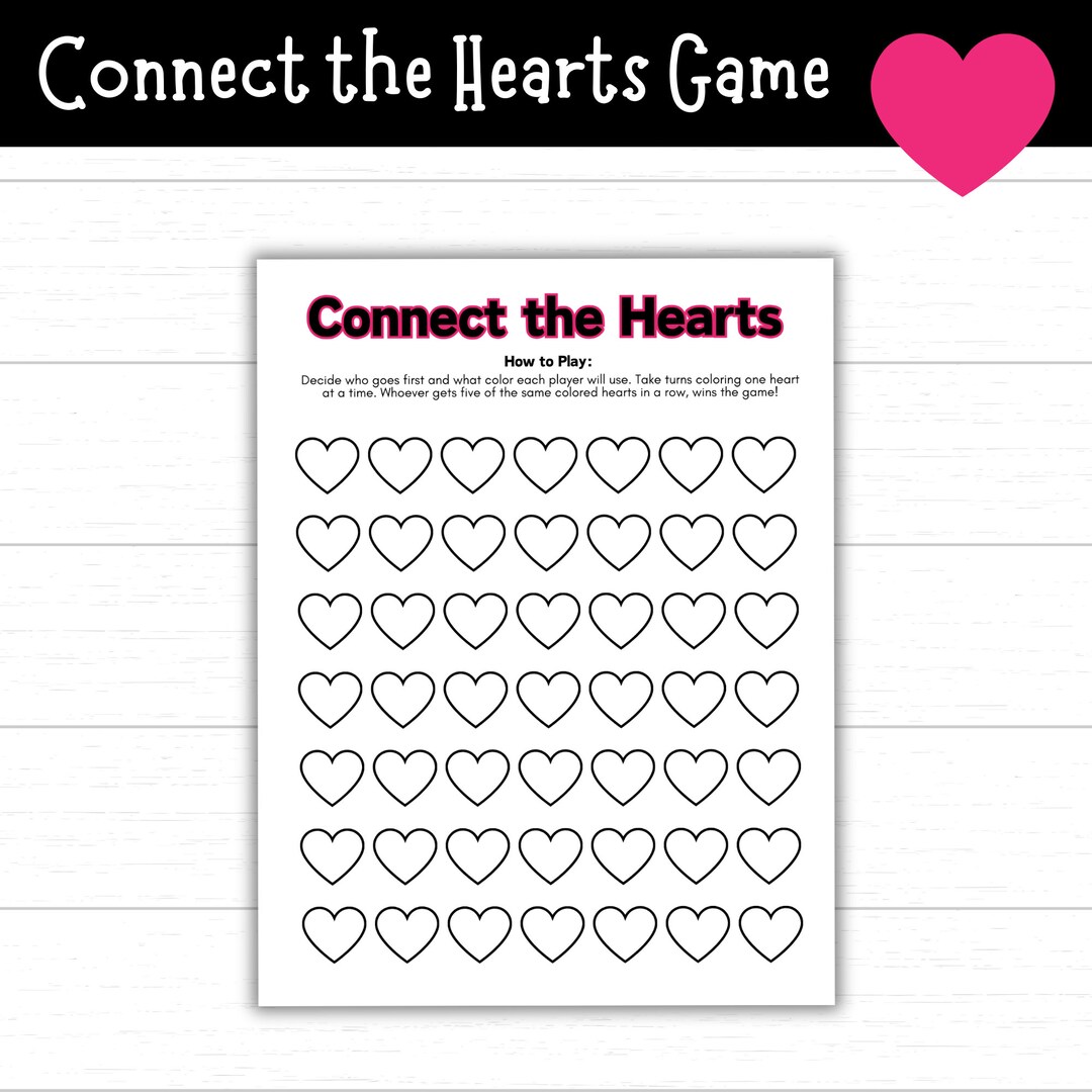 Connect the Hearts, Printable Games for Kids, Printable Activities for ...