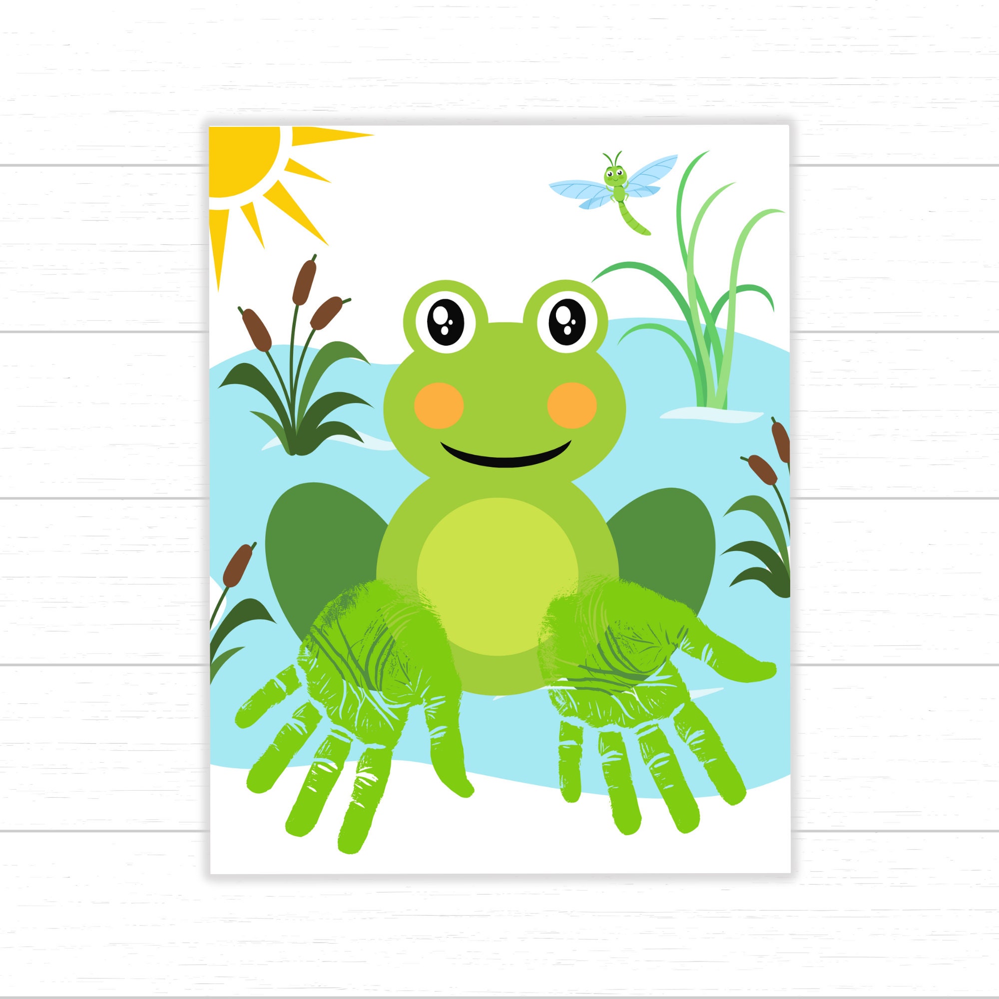 Frog Handprint Art, Green Frog Handprint, Frog Handprint Painting, Frog ...