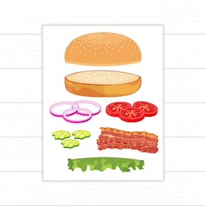 Build a Burger Printable Set, Hamburger Pretend Play, Craft for Kids ...