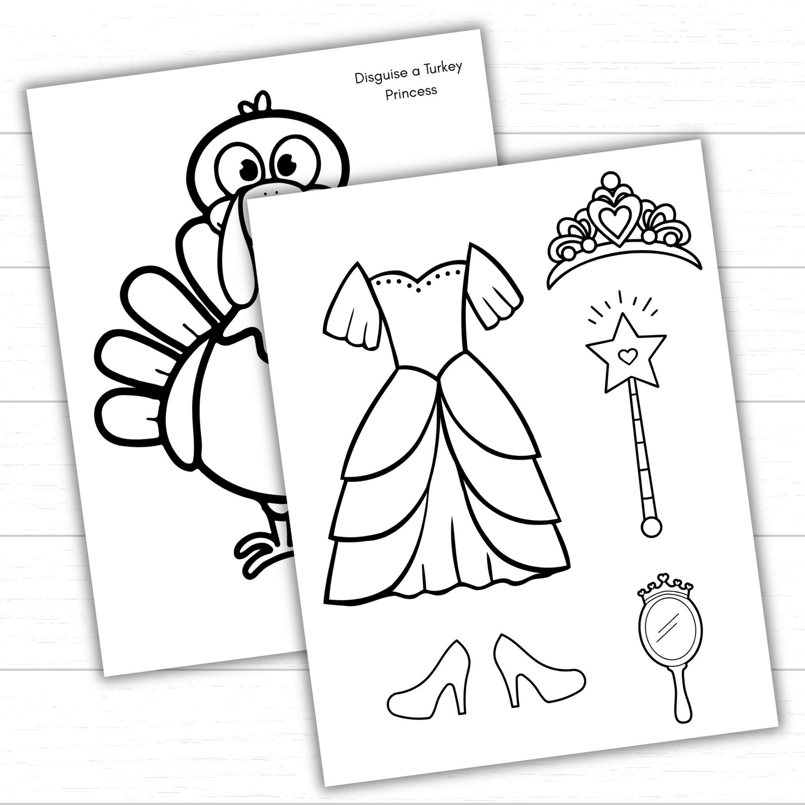 Disguise a Turkey Princess, Princess Turkey Disguise Coloring Page ...