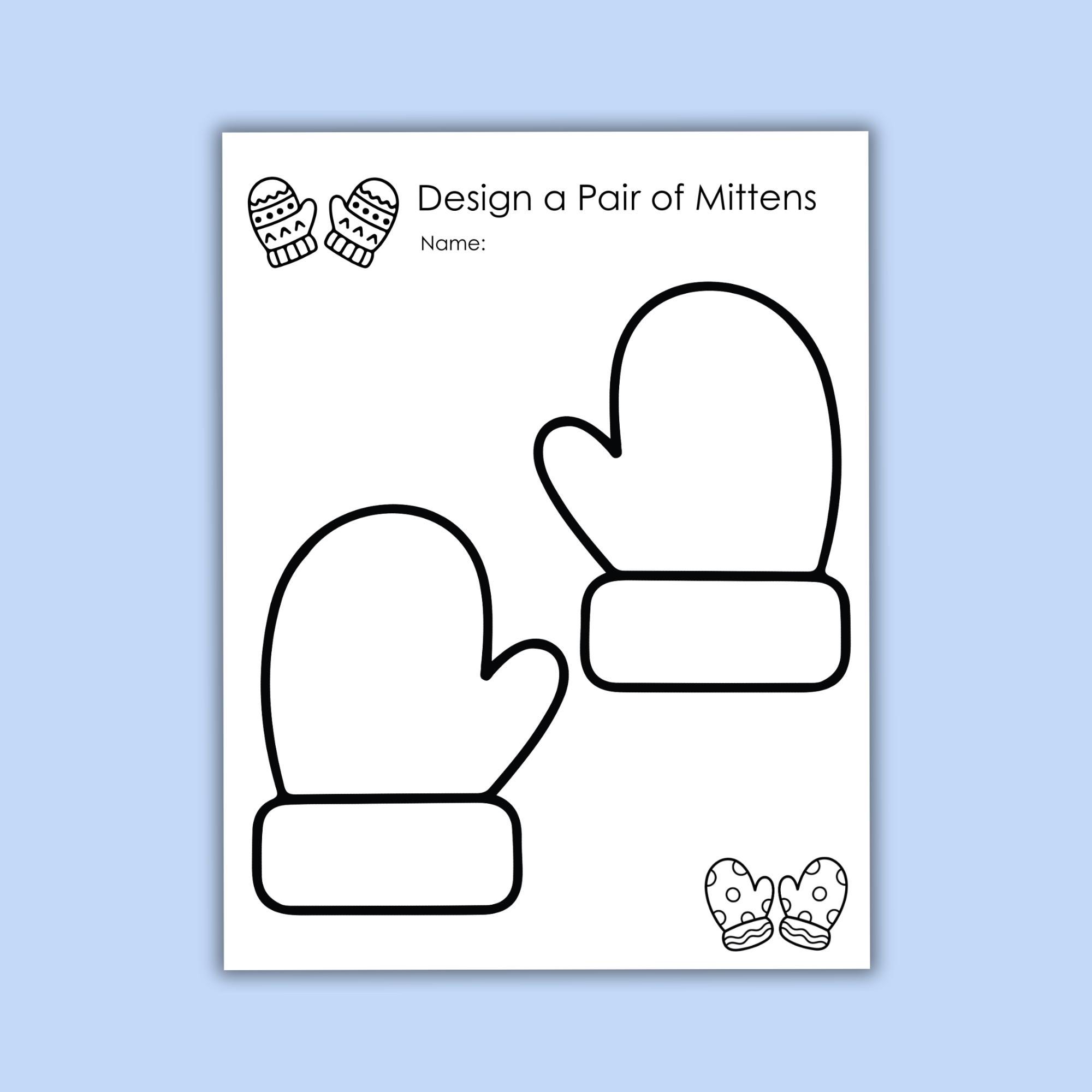 Design Your Own Pair of Mittens, 4-page Printable Set, Kids Winter ...