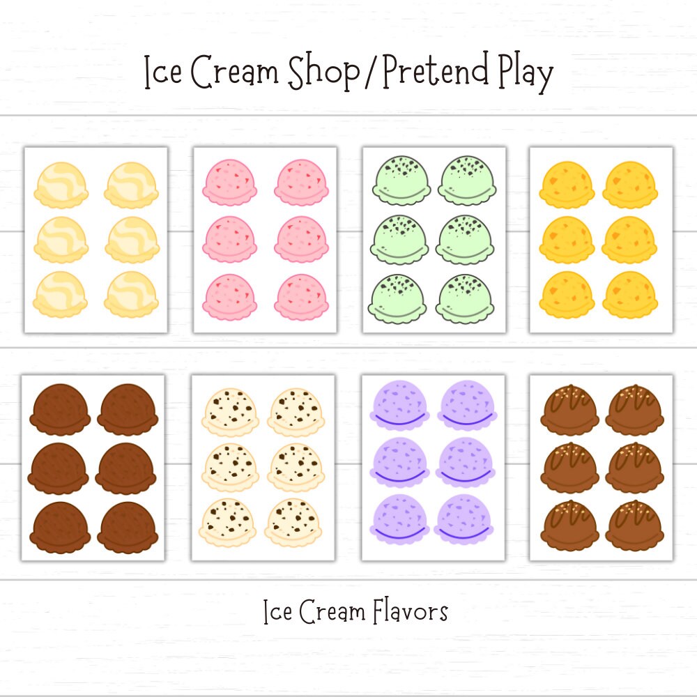 Ice Cream Shop Dramatic Play Kit, Ice Cream Shop Pretend Play, Ice ...