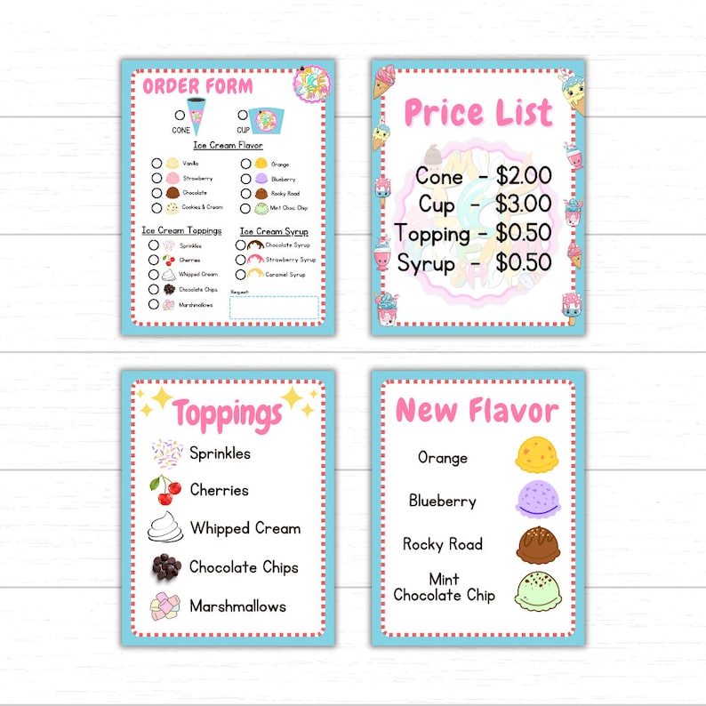 Ice Cream Shop Dramatic Play Kit, Ice Cream Shop Pretend Play, Ice ...