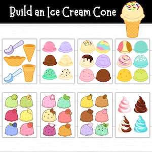 Build an Ice Cream Cone, Ice Cream Printables, Pretend Play, Preschool ...