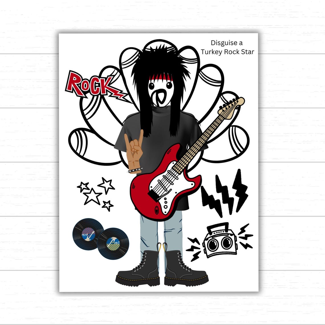 Disguise a Turkey Rockstar, Rockstar Turkey Disguise, Printable Turkey ...
