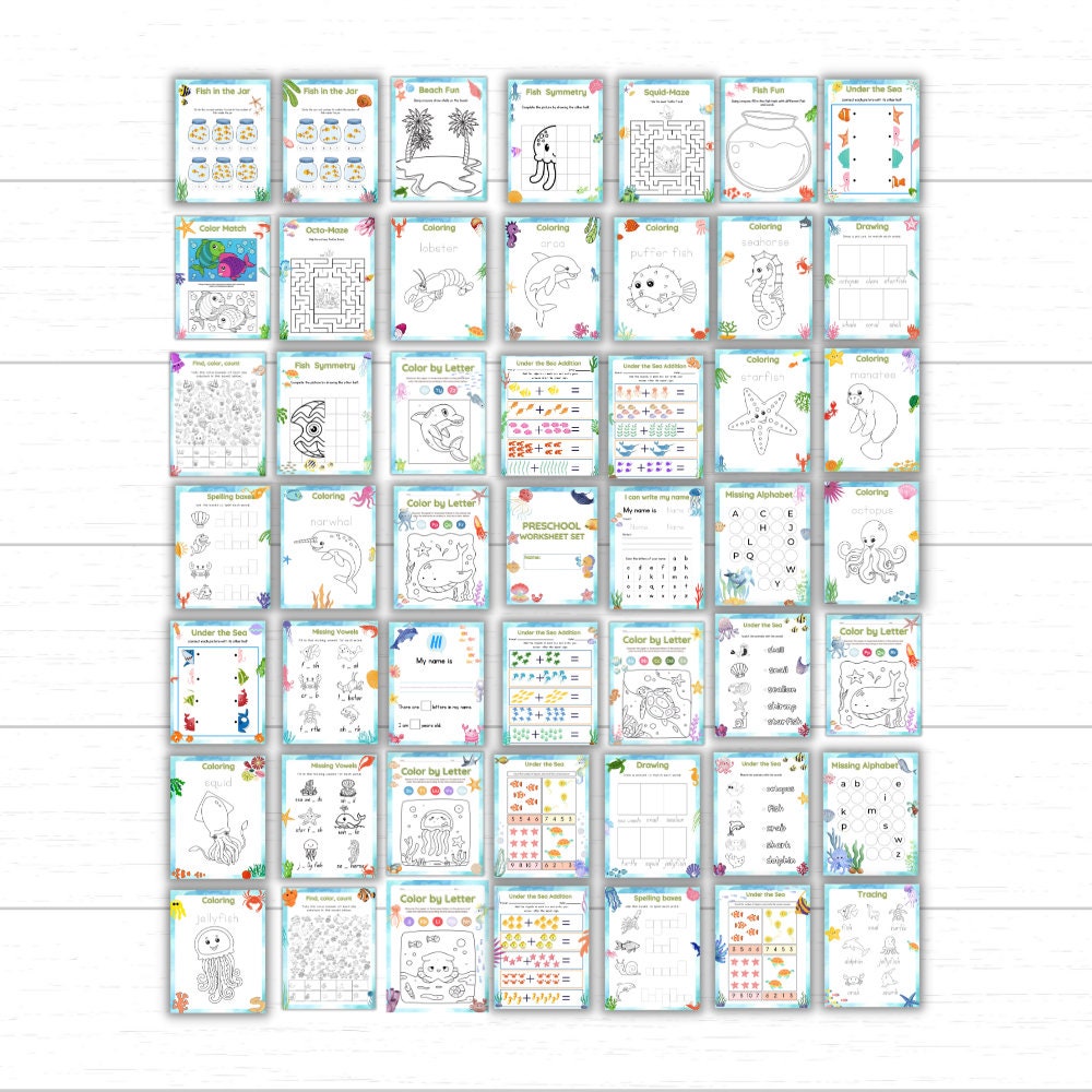 Under the Sea Preschool Activity Pack, Ocean Themed Printables, Sea ...