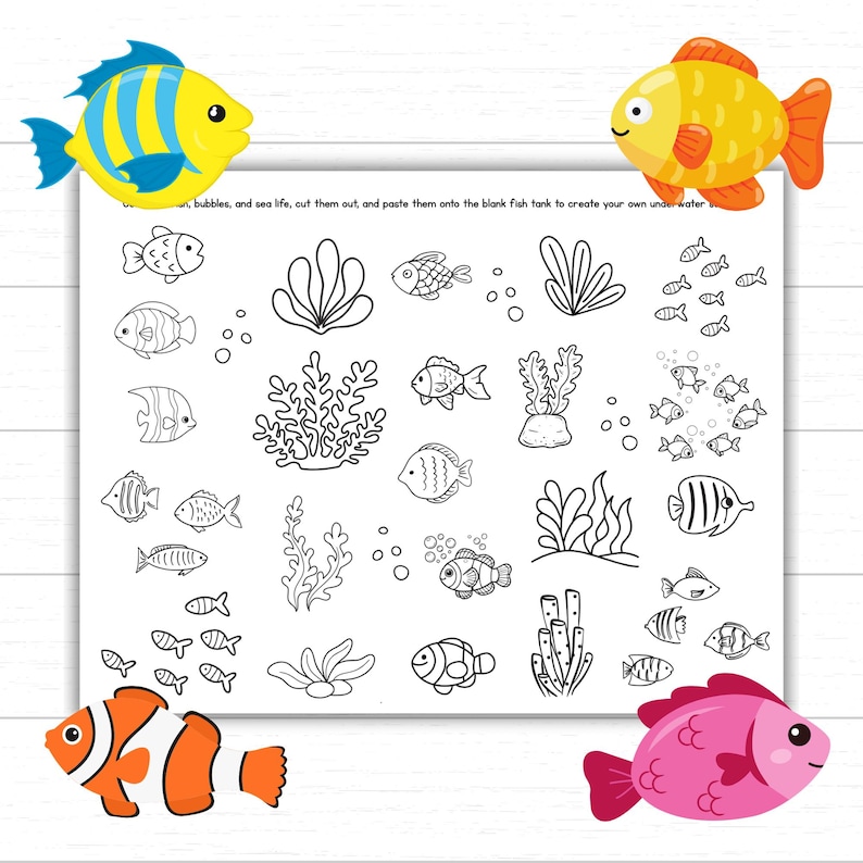 Build a Fish Tank Printable Coloring Activity for Kids, DIY Aquarium ...