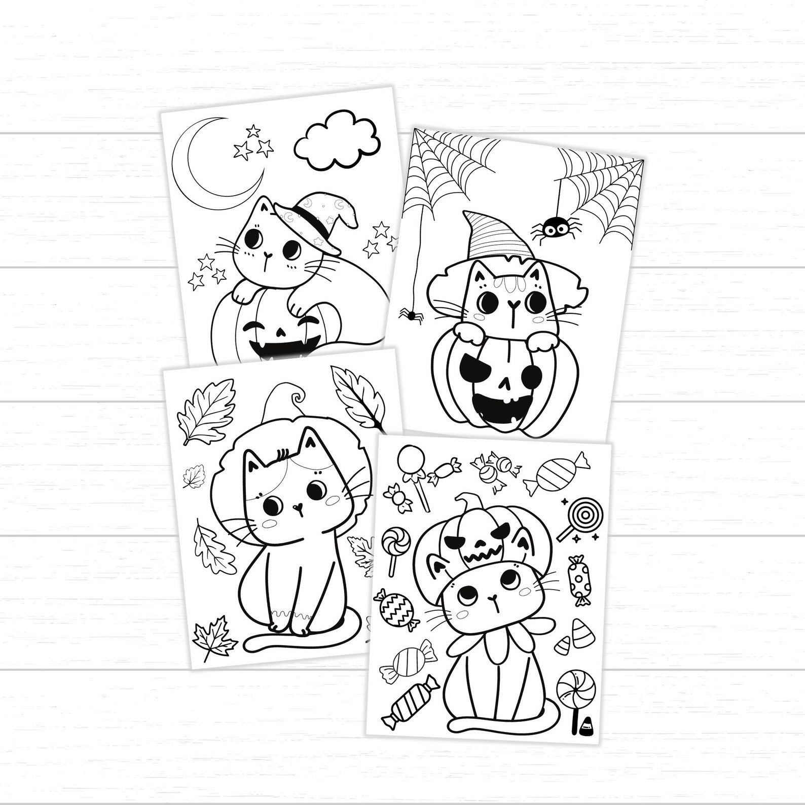Cute Halloween Cat Coloring Pages, Printable Halloween Coloring Pages ...