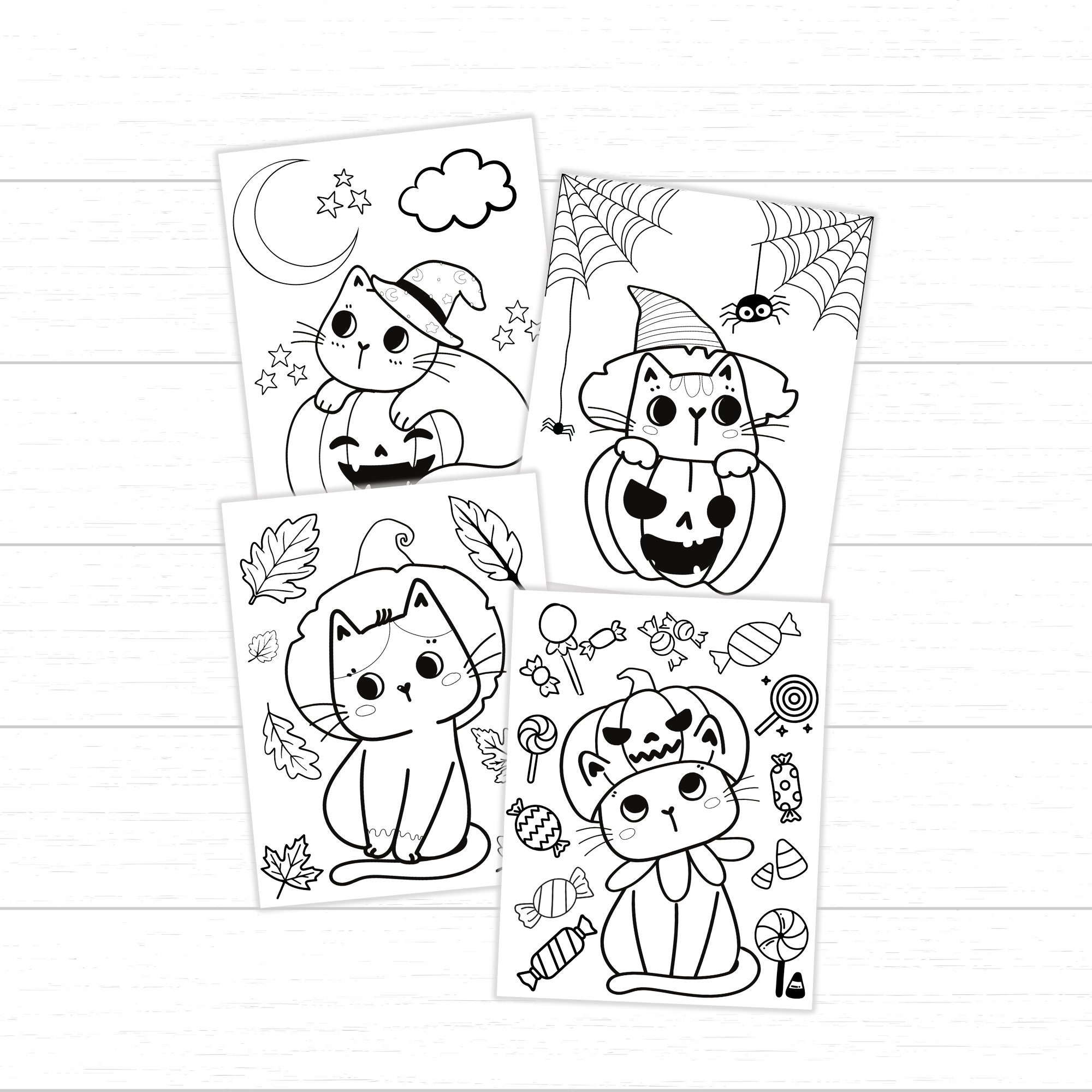Cute Halloween Cat Coloring Pages, Printable Halloween Coloring Pages ...