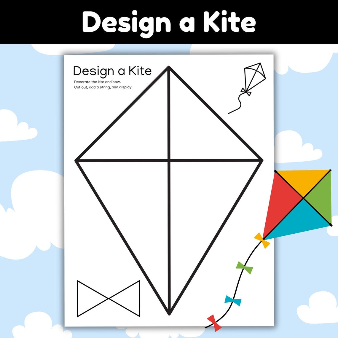 Design a Kite Printable Craft for Kids, Spring Activity Template ...