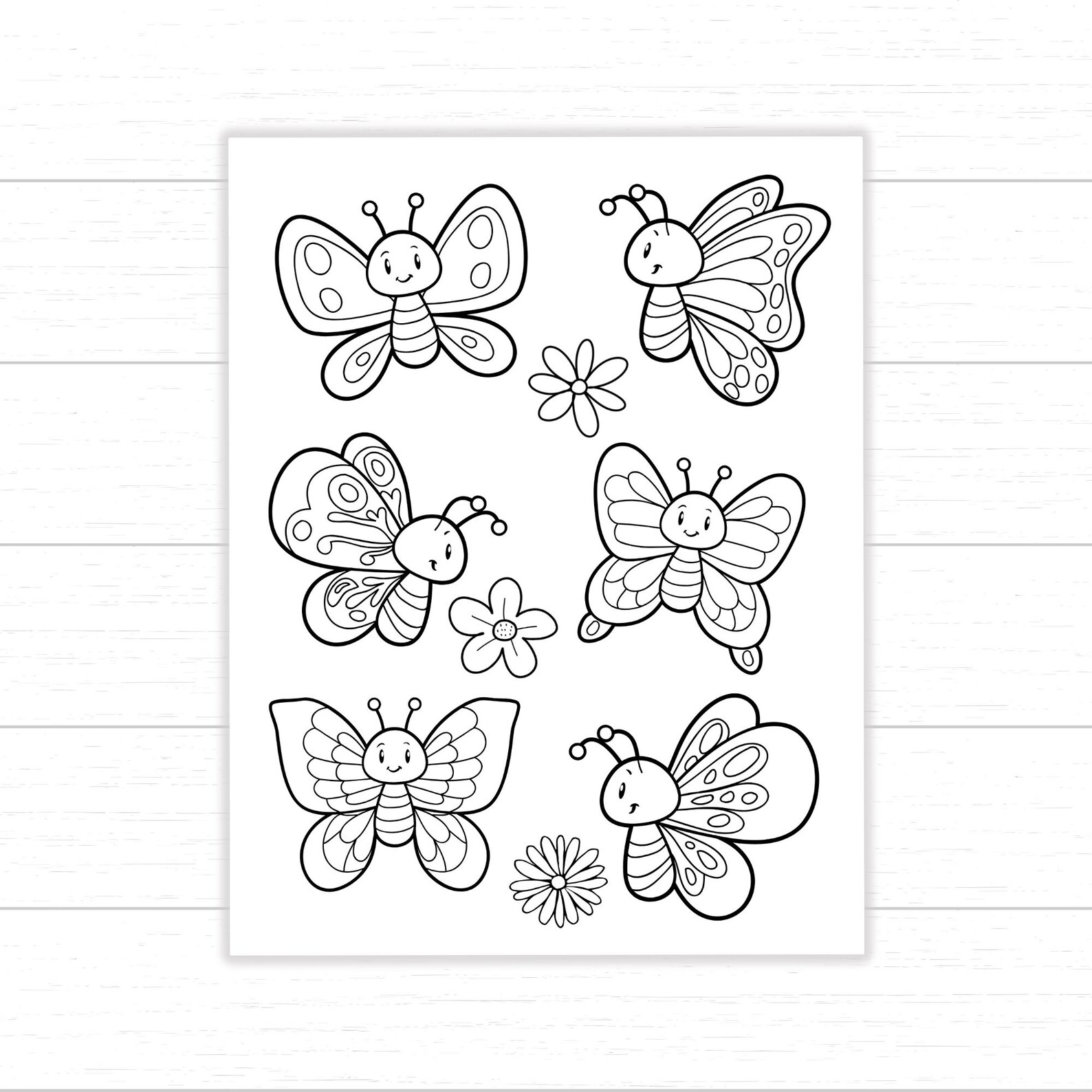 Cute Butterfly Coloring Page Printable, Spring Activity (PDF Pattern ...