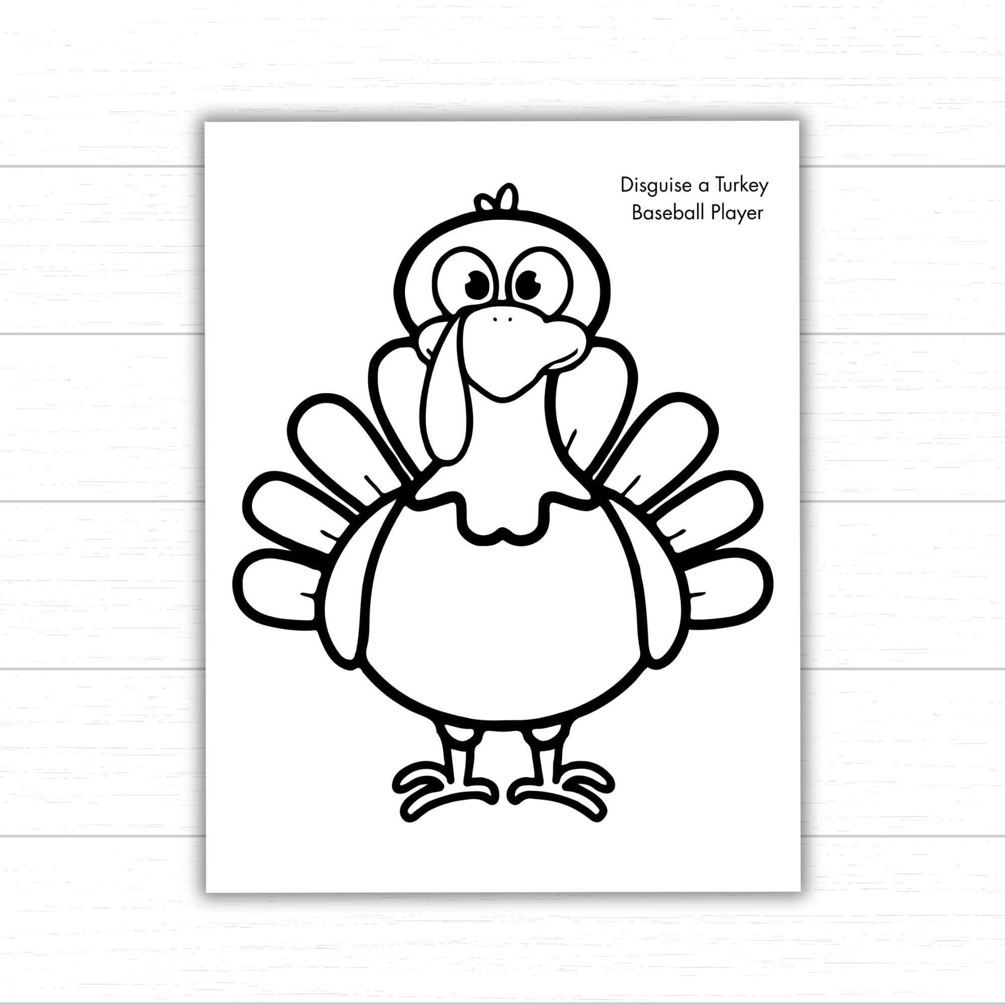 Disguise a Turkey Baseball Player, Printable Turkey Disguise, Sports ...