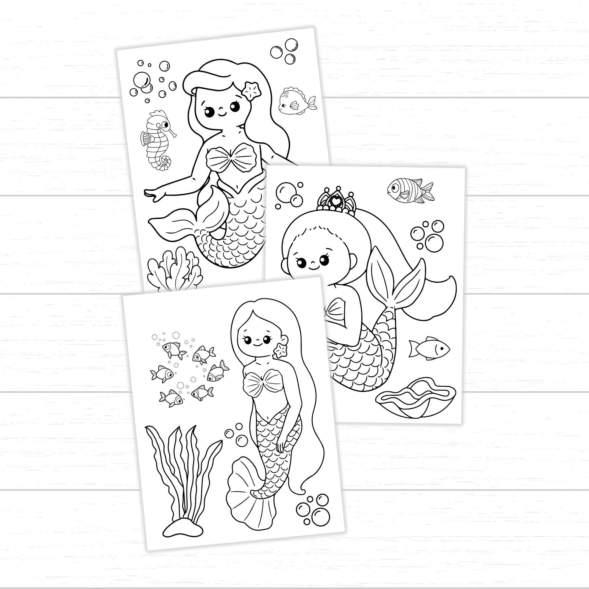 Mermaid Coloring Pages Printable for Kids, Under the Sea Ocean Theme ...