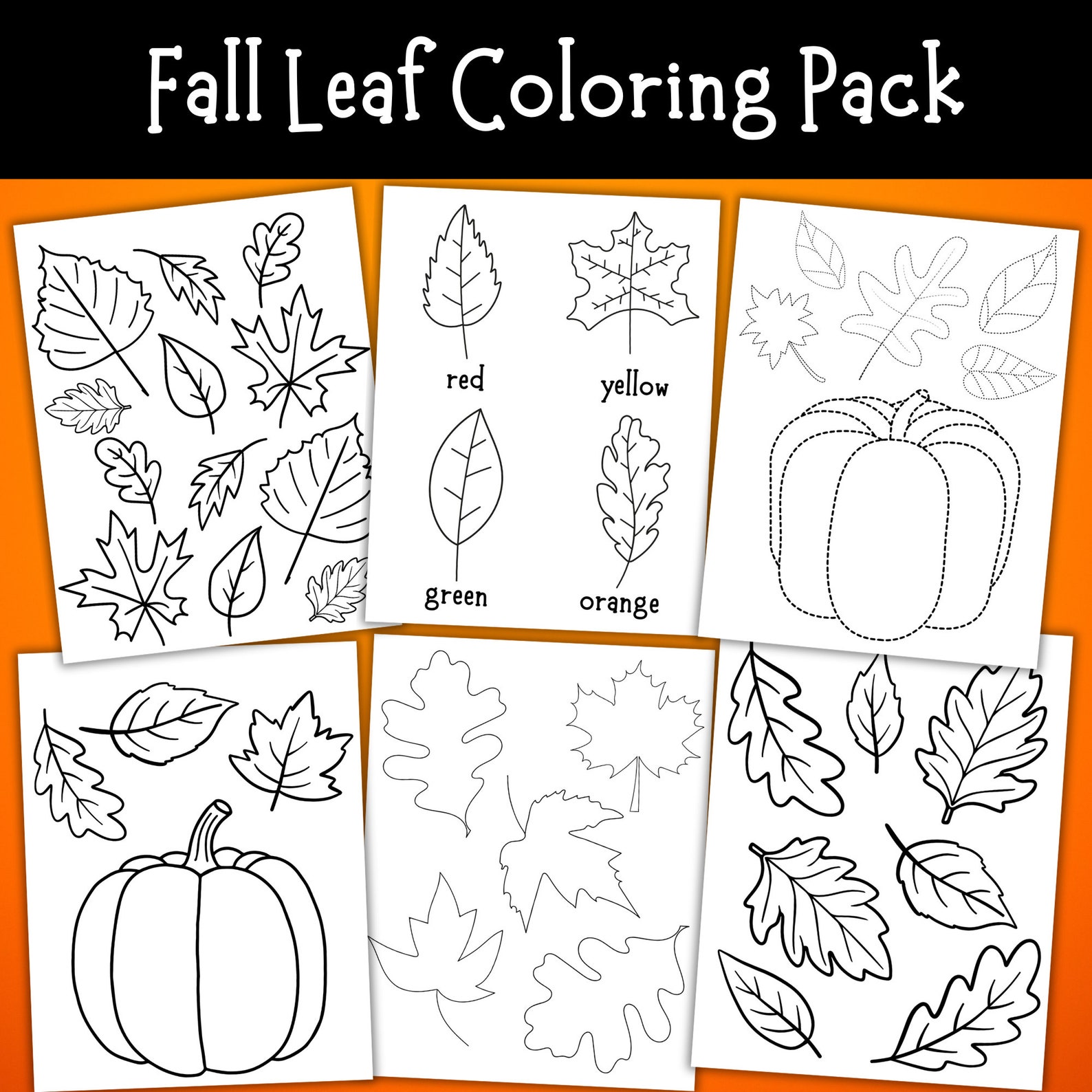 Fall Leaf Coloring Pages, Fall Leaf Activities, Fall Leaf Activity Pack ...