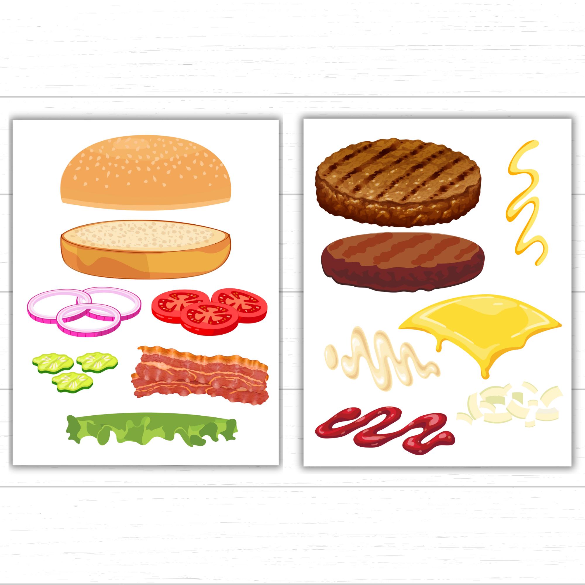 Build a Burger Printable Set, Hamburger Pretend Play, Craft for Kids ...