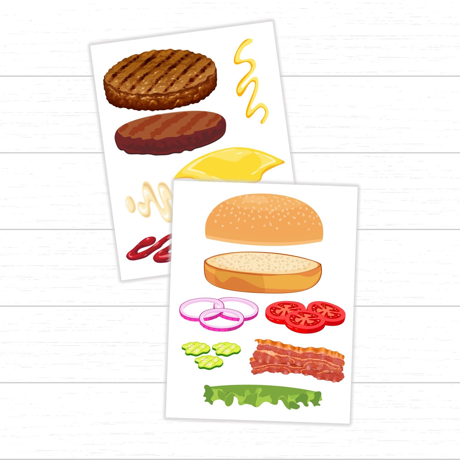 Build a Burger Printable Set, Hamburger Pretend Play, Craft for Kids ...