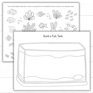 Build a Fish Tank Printable Coloring Activity for Kids, DIY Aquarium ...