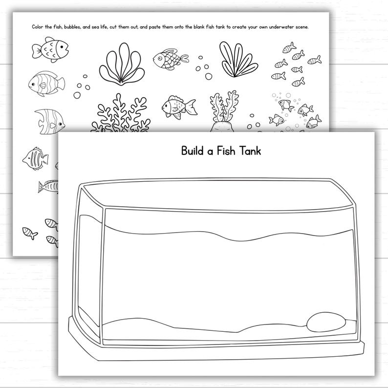 Build a Fish Tank Printable Coloring Activity for Kids, DIY Aquarium ...