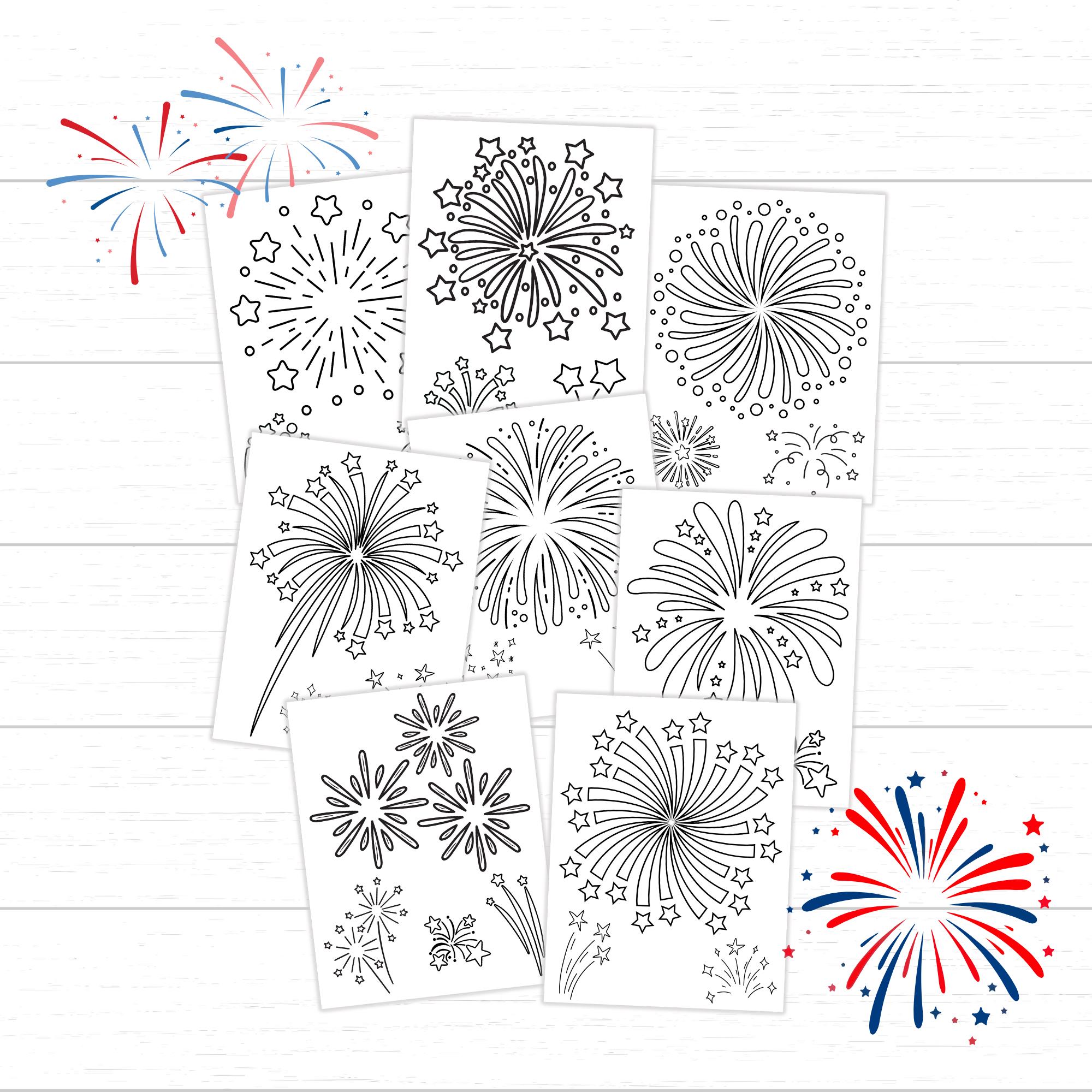 4th of July Coloring Pages Printable | Fireworks Coloring Sheets for ...