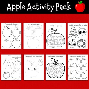 Apple Activity Pack Printable, Apple Tracing Activity, Apple Crafts ...