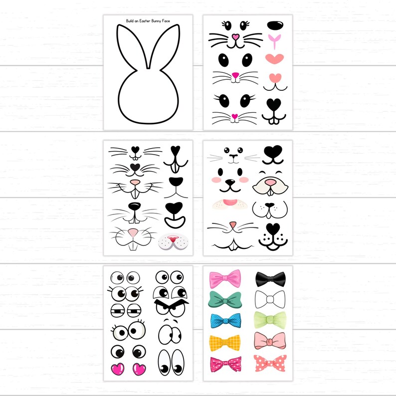 Build a Bunny Face Printable for Kids, Bunny Cut and Paste Activity, Easter Bunny Craft, Cute ...