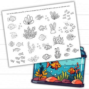 Build a Fish Tank Printable Coloring Activity for Kids, DIY Aquarium ...