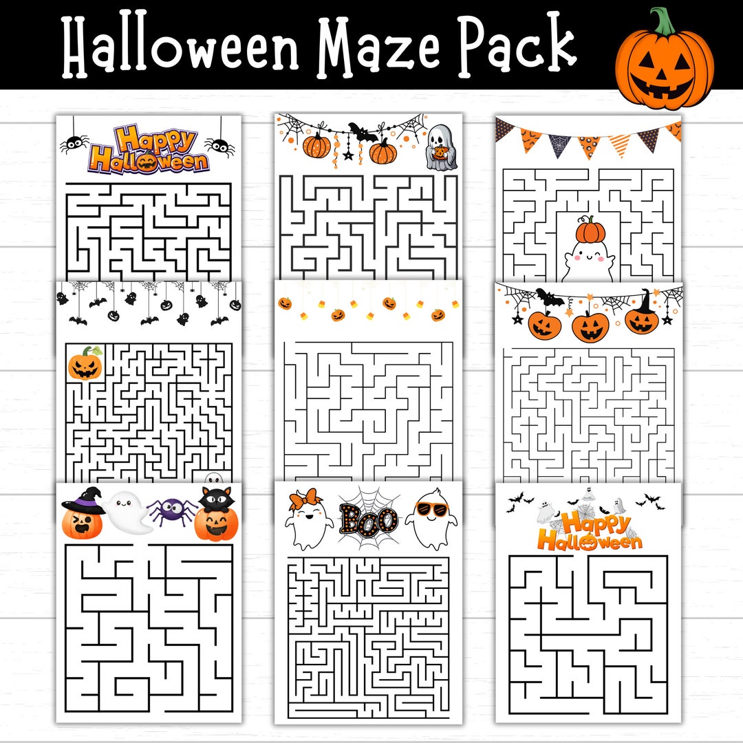 Halloween Mazes for Kids, Halloween Maze Printables, Printable Maze for ...