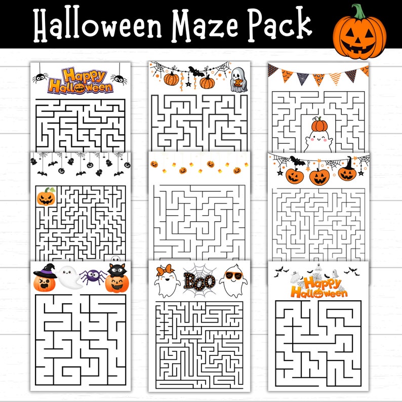 Halloween Mazes for Kids, Halloween Maze Printables, Printable Maze for ...