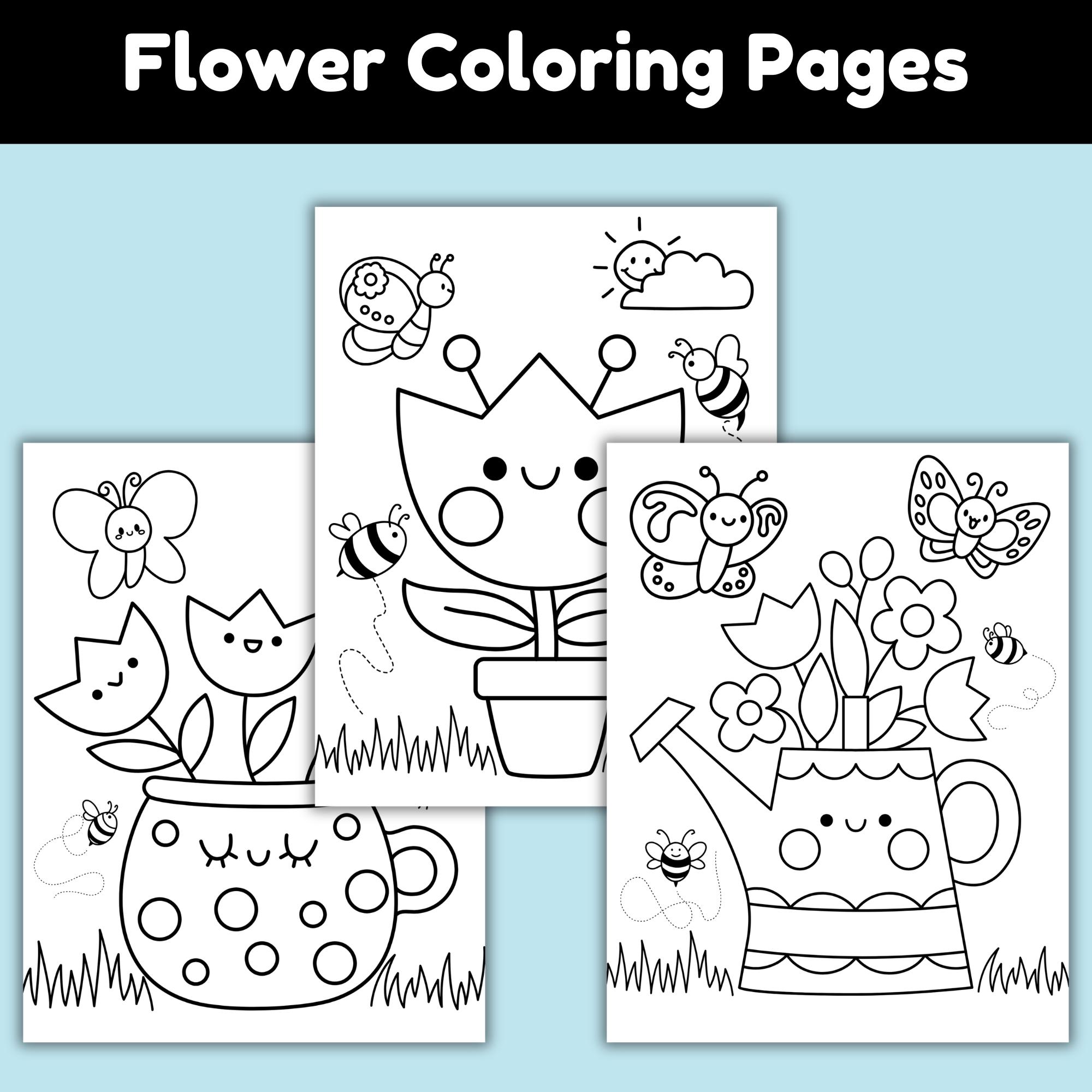 Printable Flower Coloring Pages for Kids, Spring Coloring Sheets ...