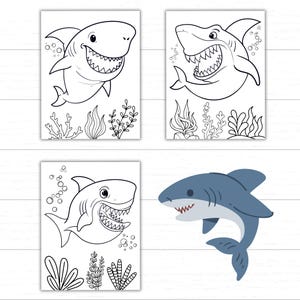 Printable Shark Coloring Pages for Kids, Ocean Themed Coloring Sheets ...