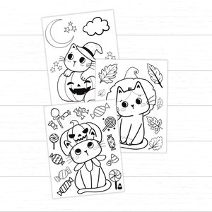 Cute Halloween Cat Coloring Pages, Printable Halloween Coloring Pages ...