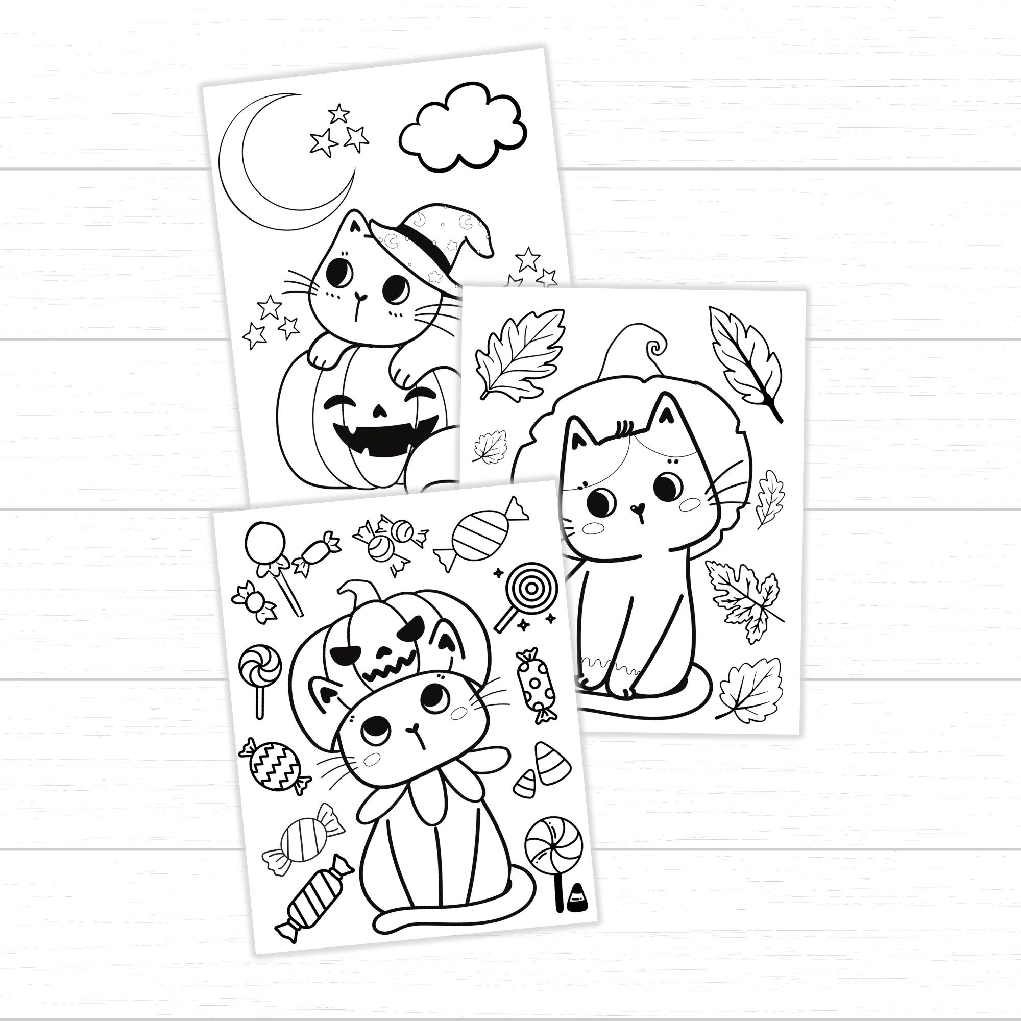 Cute Halloween Cat Coloring Pages, Printable Halloween Coloring Pages ...