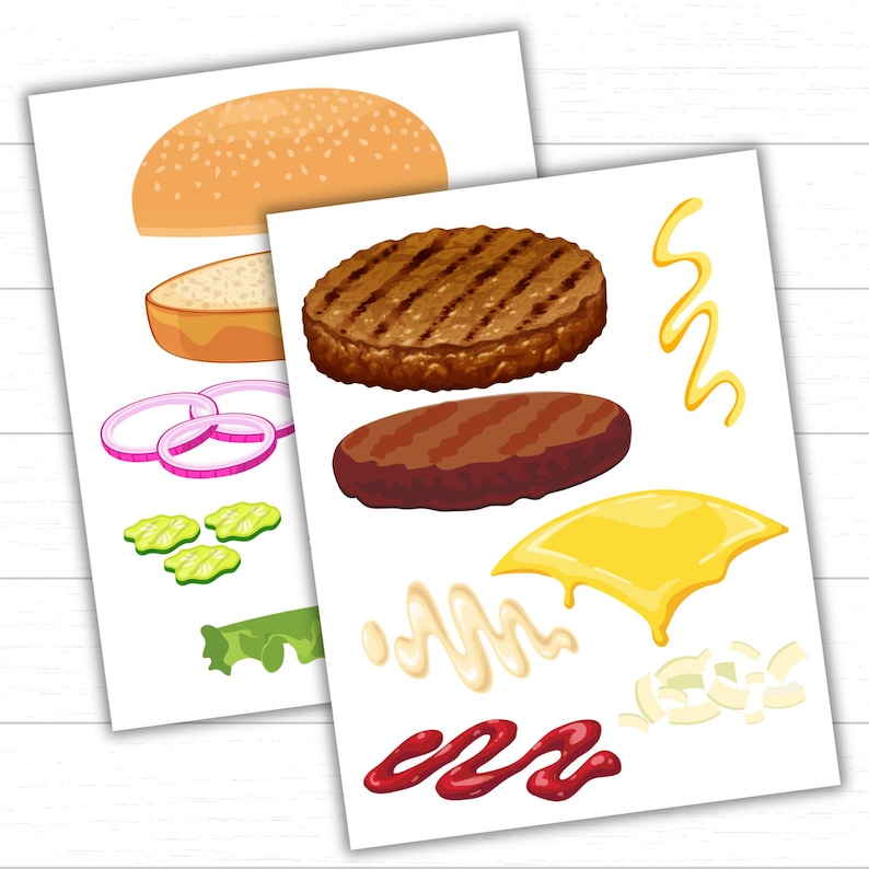 Build a Burger Printable Set, Hamburger Pretend Play, Craft for Kids ...