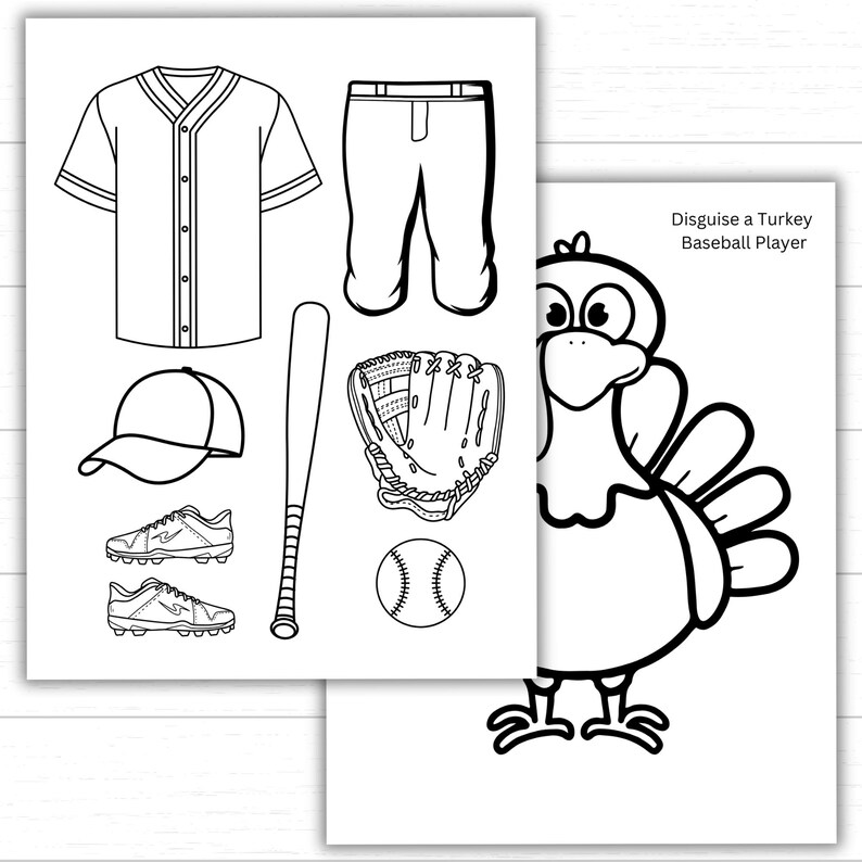 Disguise a Turkey Baseball Player, Black and White Printable, Turkey ...
