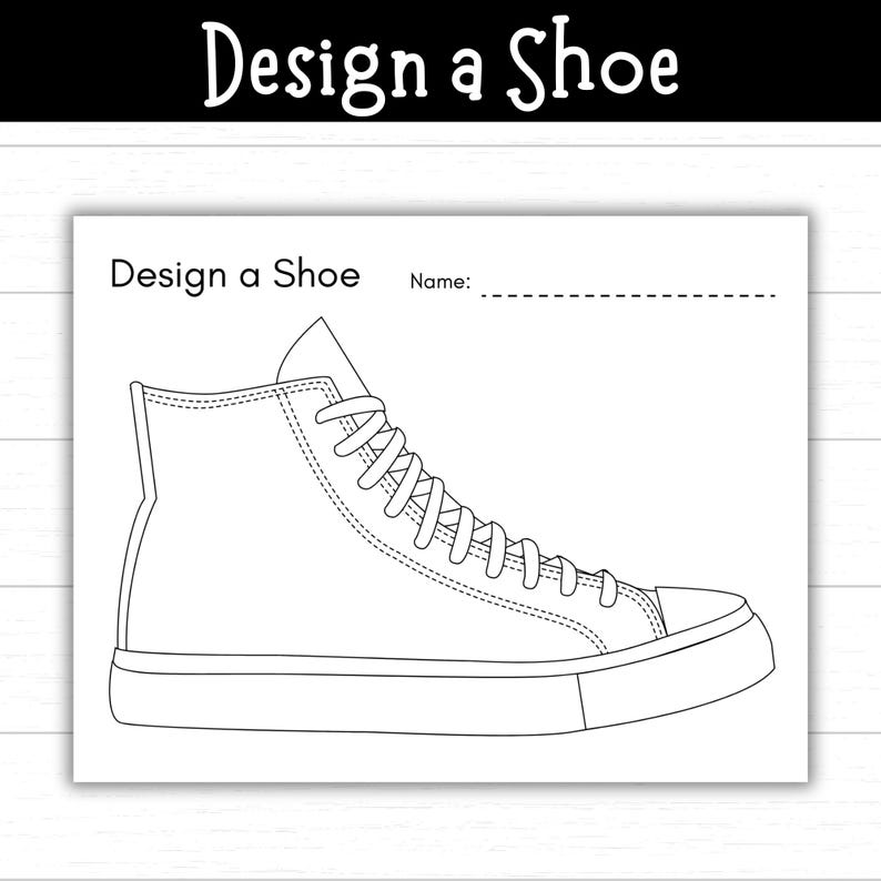 Design a Shoe Printable, Decorate a Sneaker, Printable Shoe Template ...